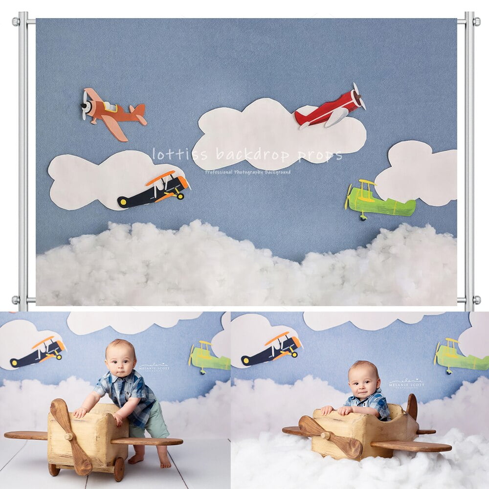 Plane Soaring Backdrops Kids Boy Portrait Photocall Child Baby ...