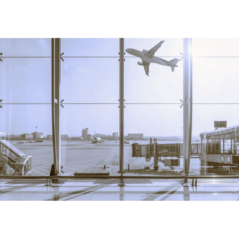 Plane Take Off French Window Photography Backdrop Airport Waiting Room ...