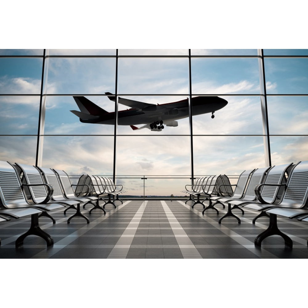 Plane Take Off French Window Photography Backdrop Airport Waiting Room ...
