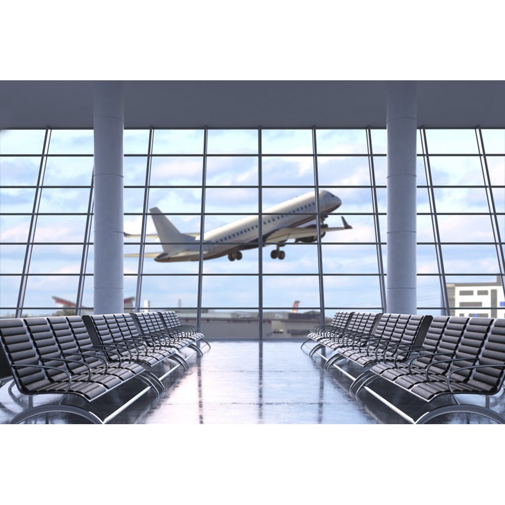 Plane Take Off French Window Photography Backdrop Airport Waiting Room ...