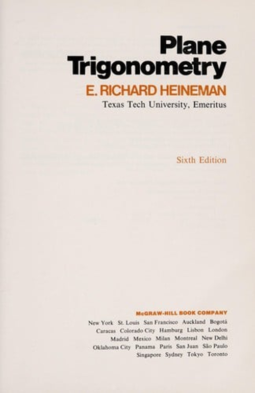 Pre-Owned Plane Trigonometry (Hardcover) 0070279357 9780070279353 ...