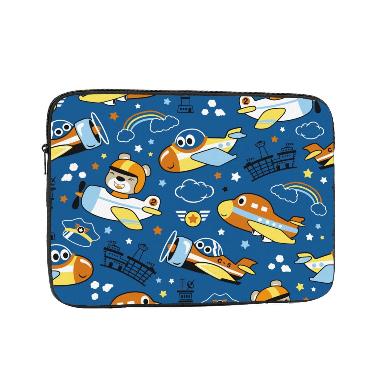 Planes Cartoon with Funny Pilot 15 inch Portable Laptop Sleeve ...