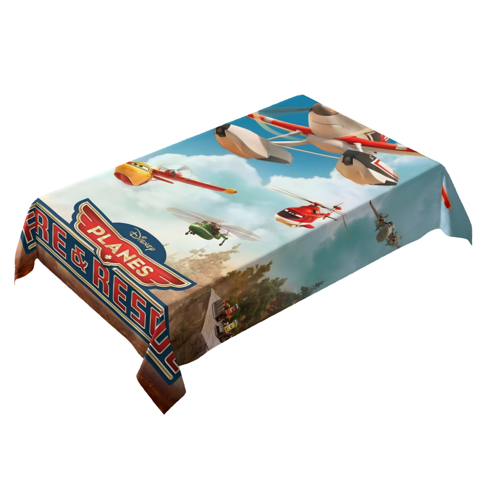 Planes Fire and Rescue-theme square tablecloth has an iconic print ...