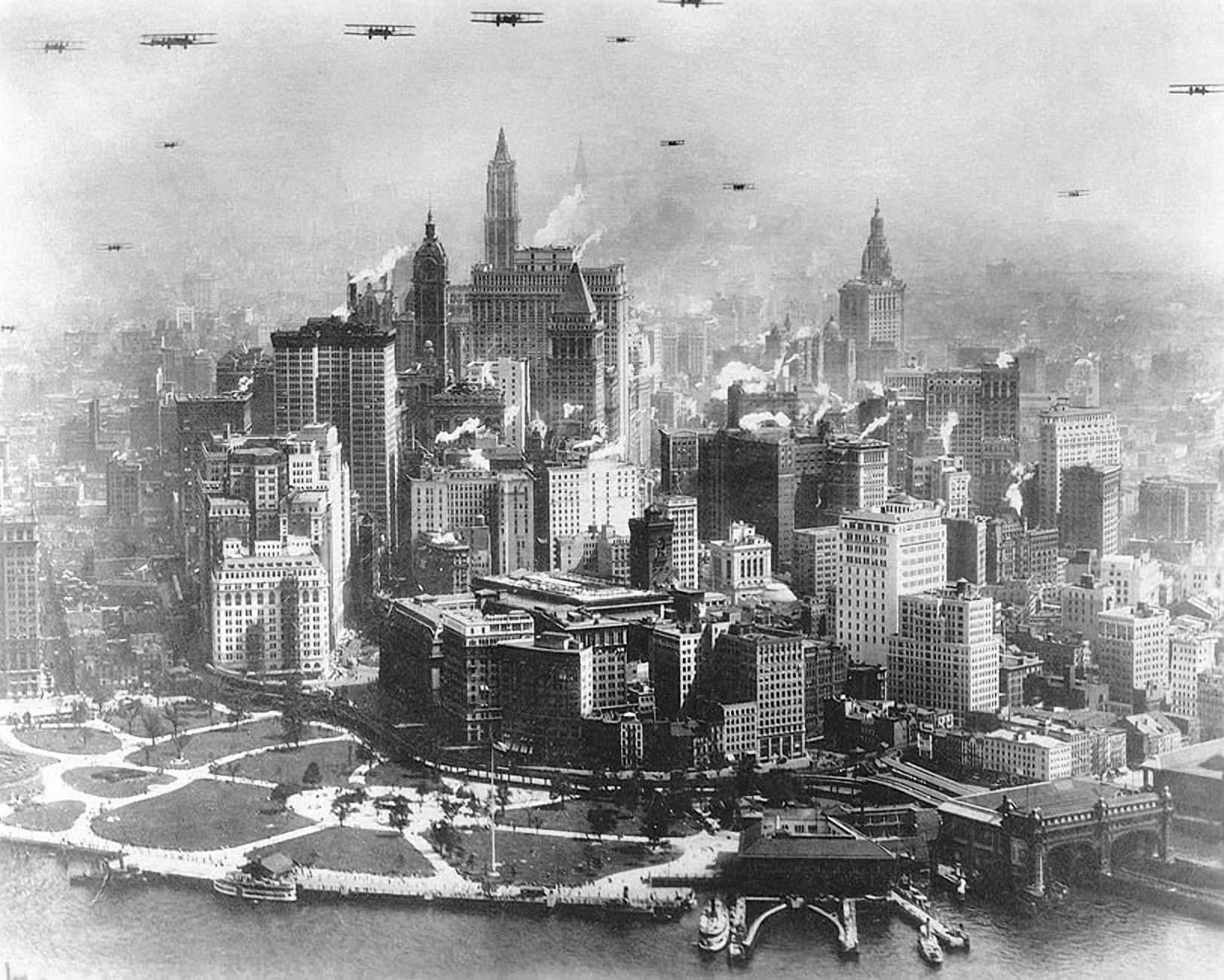 Planes Over Manhattan NYC Early Aviation Style - 1 - 24x36 Inch Glossy ...