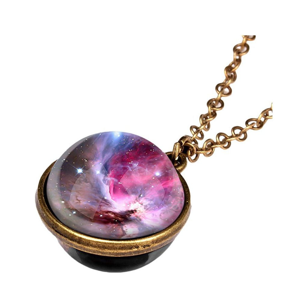 Planet Dome Galaxy Glass Necklace Glow In Dark Pendant Double System ...