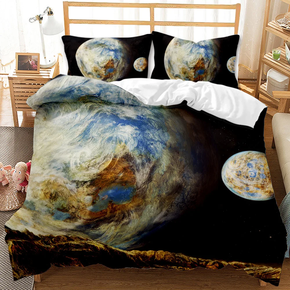 Planet Duvet Cover Universe Twin Bedding Set Solar System Outer Space ...