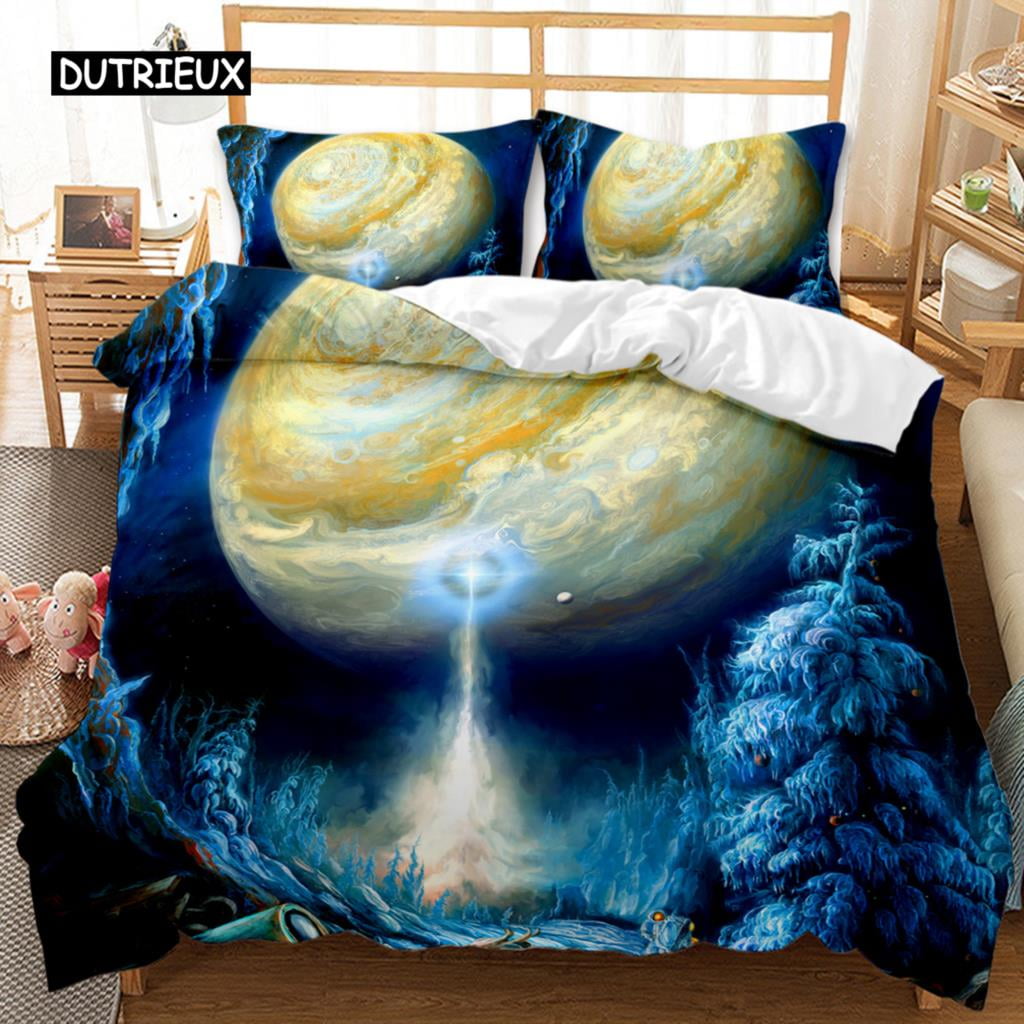 Planet Duvet Cover Universe Twin Bedding Set Solar System Outer Space ...