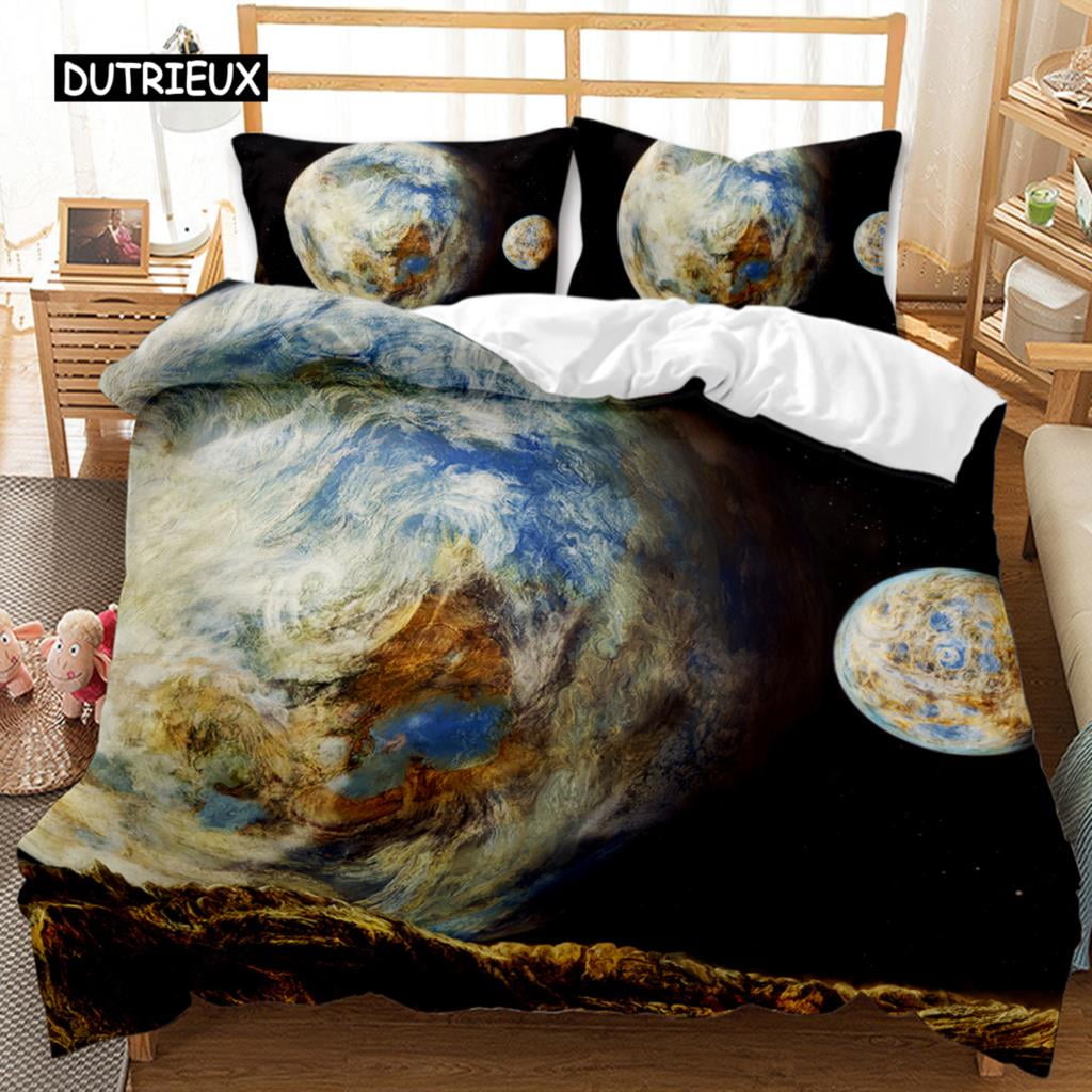 Planet Duvet Cover Universe Twin Bedding Set Solar System Outer Space ...