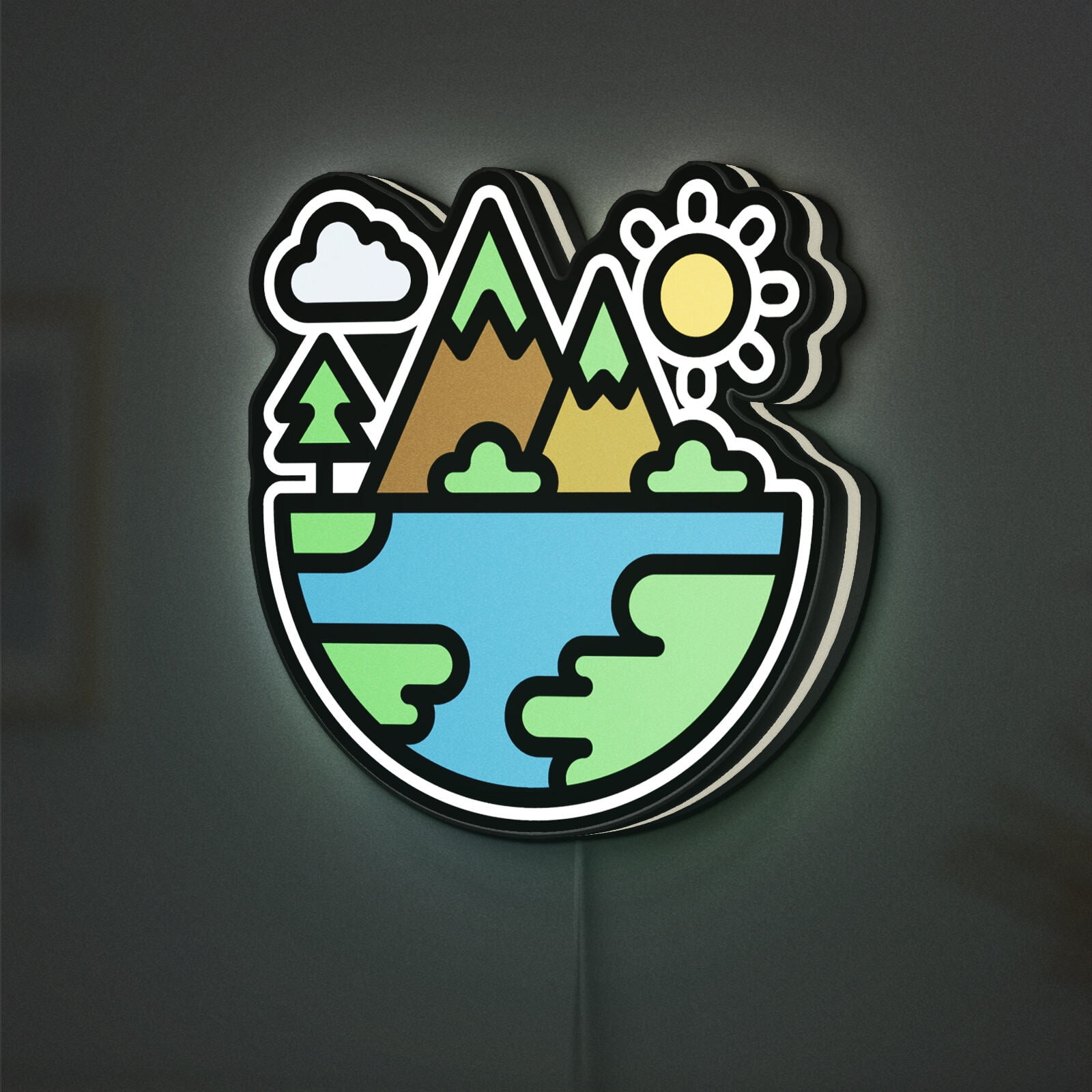 Planet Earth Mountain 3D Novelty Light Box, Nature and Geography Light ...