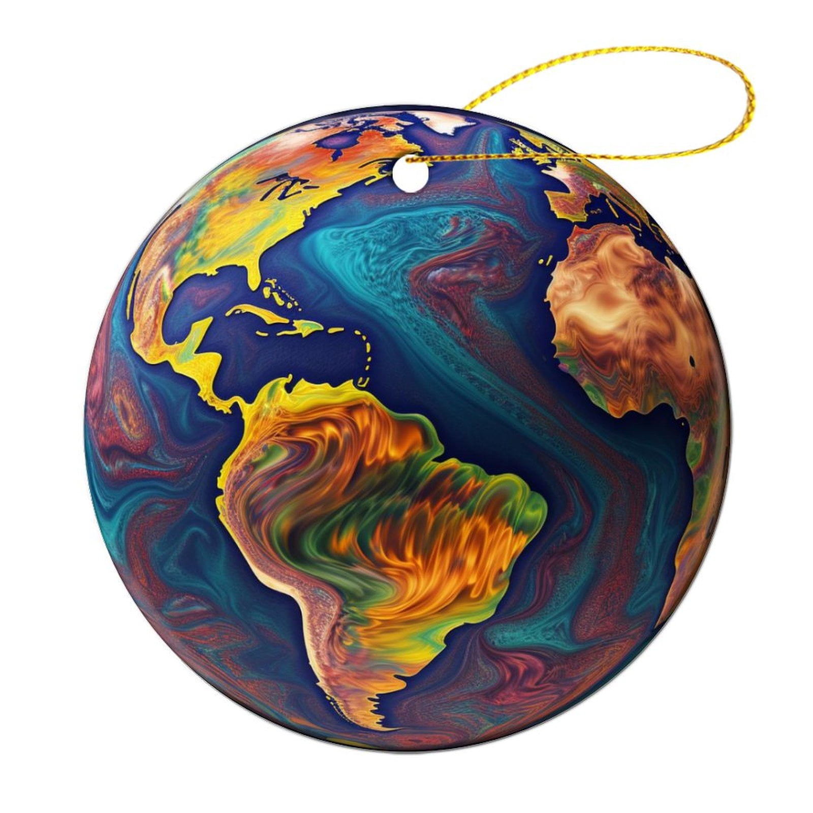 Planet Earth Ornament Outer Space Double Sided Porcelain 3 Inch Xmas ...