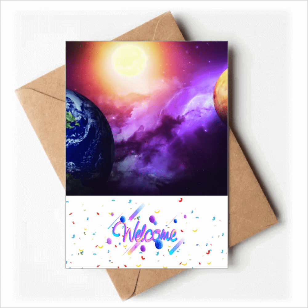 Planet Earth Red Blue Colorful Welcome Back Greeting Cards Envelopes ...