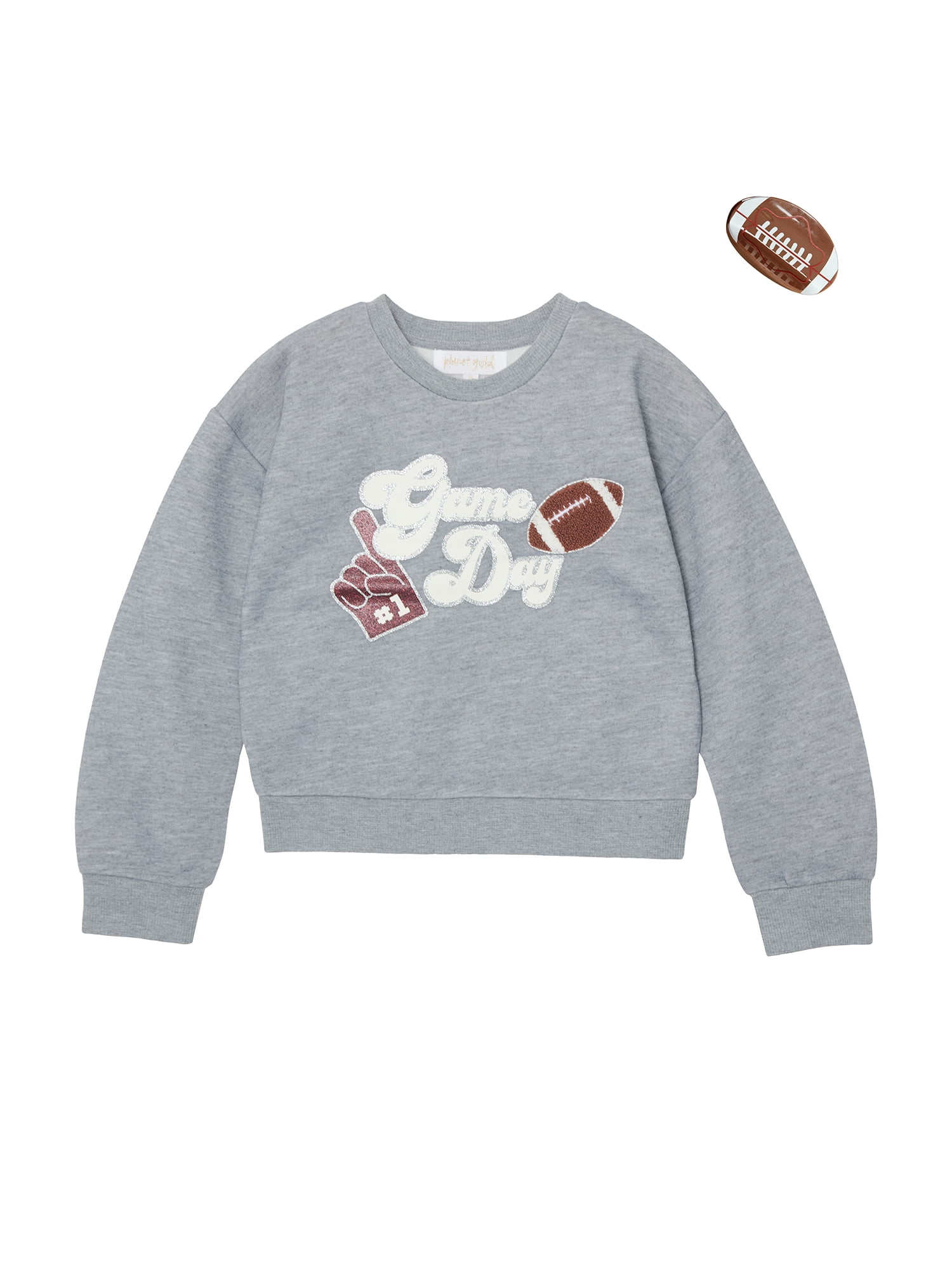 Planet Gold Girl's Game Day Sweatshirt with Football Hair Clip, Sizes 4-18 - Walmart.com