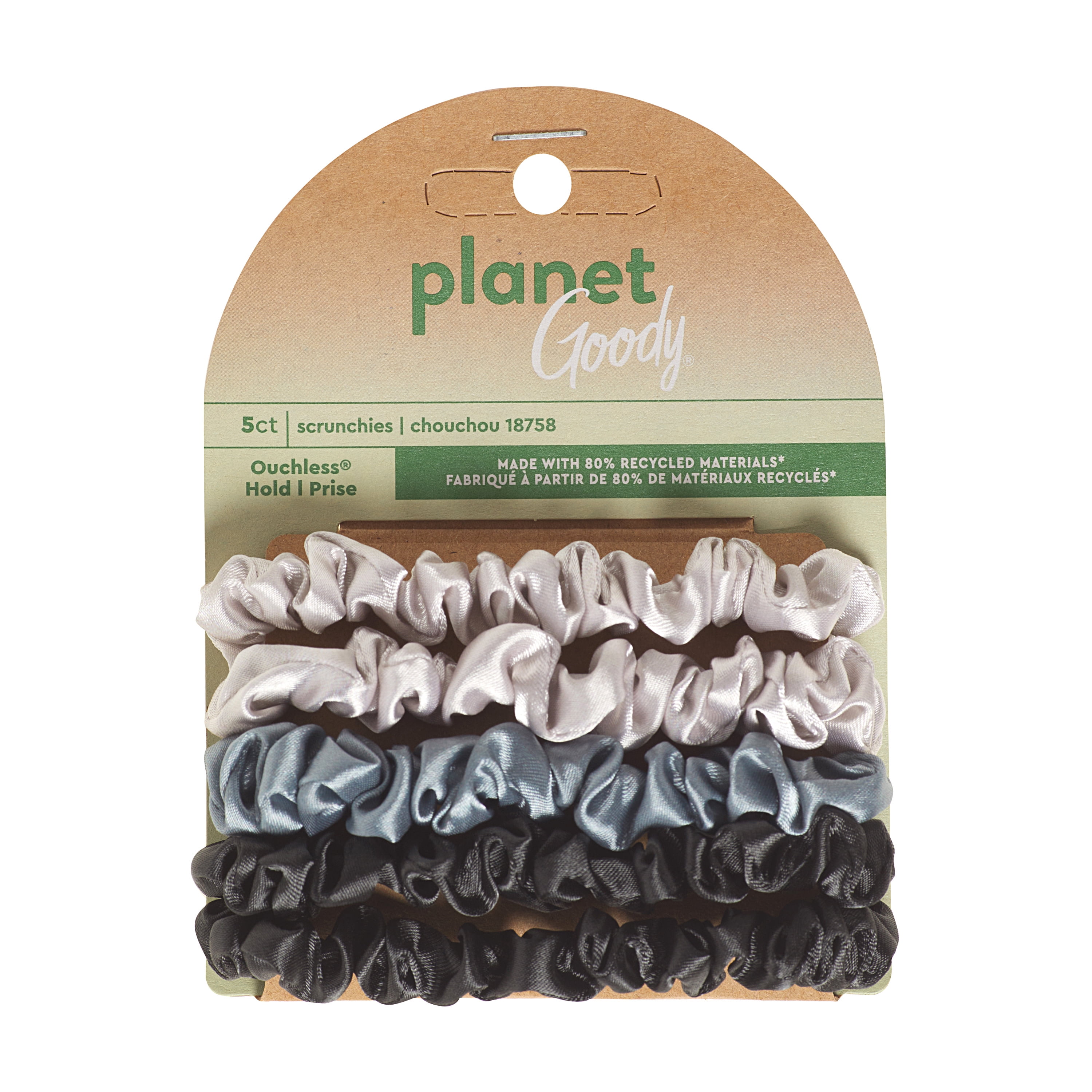 Planet Goody Recycled Satin Skinny Scrunchies, Ponytail Scrunchies, Assorted Colors, 5 Ct ...