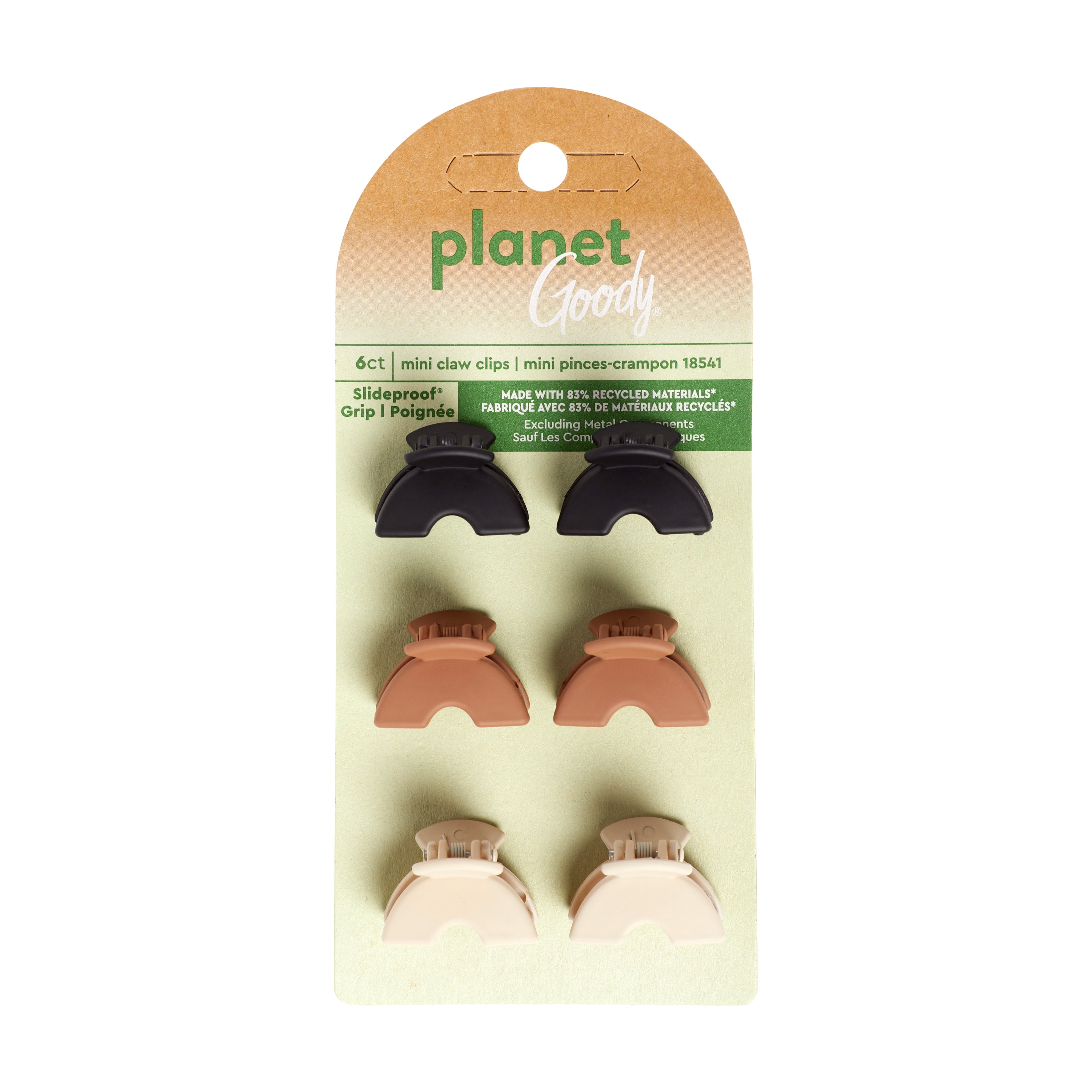 Planet Goody Slide Proof Mini Recycled Claw Clips, All Ages, Neutral ...