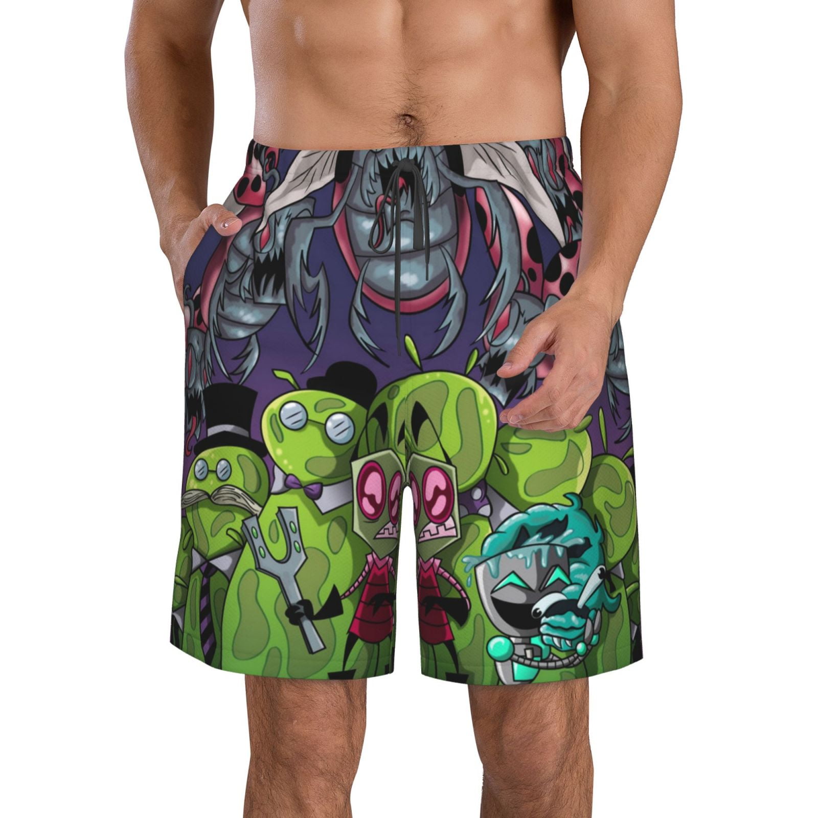 Planet Invader Zim Men's Beach Shorts Swim Trunks Casual Quick Dry ...