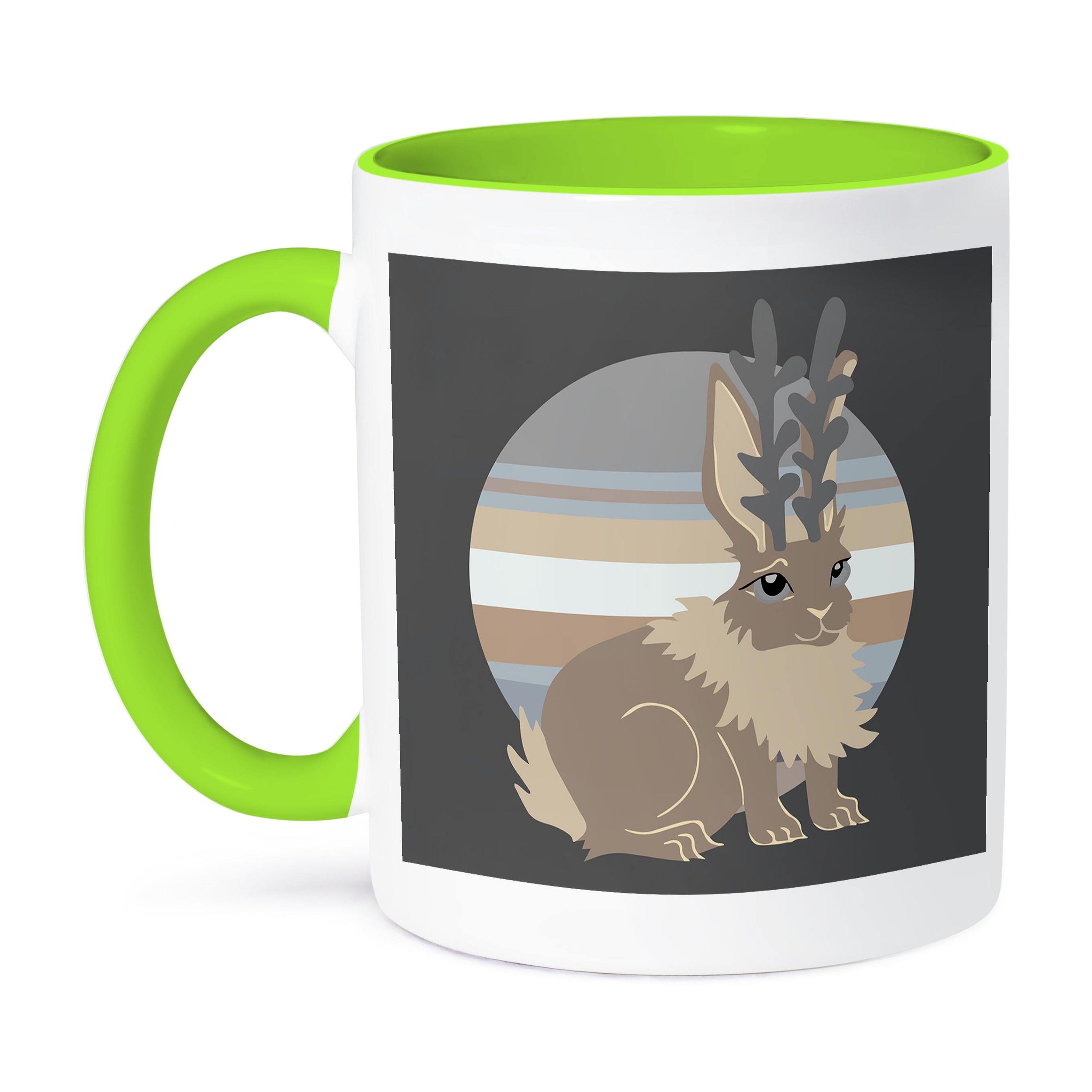 Planet Jackalope Funny Mythical Creature Cute Rabbit, 11oz Two-Tone ...