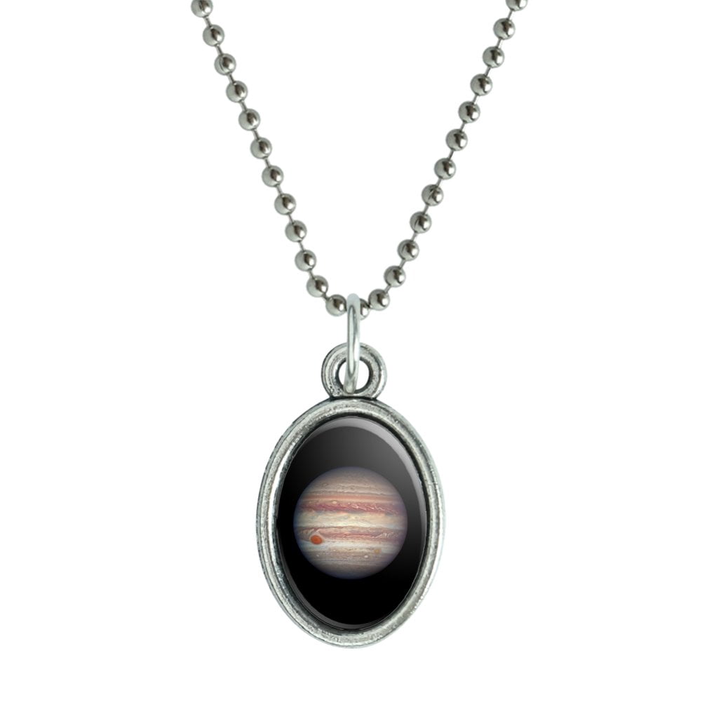 Planet Jupiter Solar System Antiqued Oval Charm Pendant with Chain ...