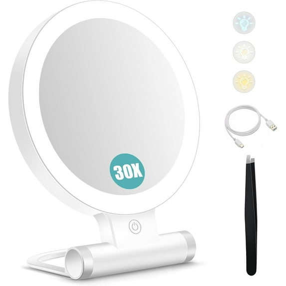 Planet Magnifying Mirror with Light 30X, Double-Sided 1X/ 30X ...
