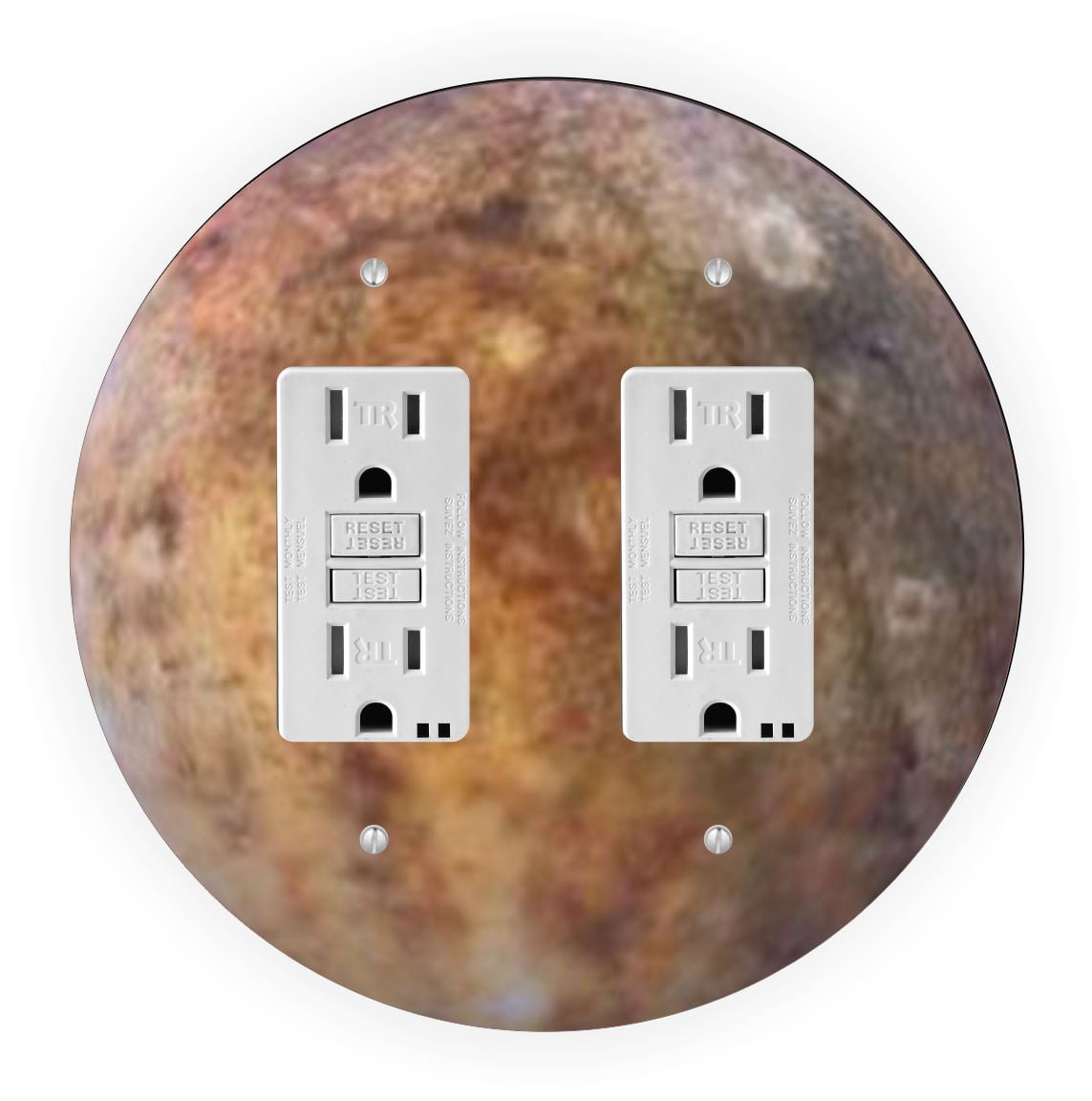 Planet Mars Design - Round Light Switch Plate Cover - Double GFI ...