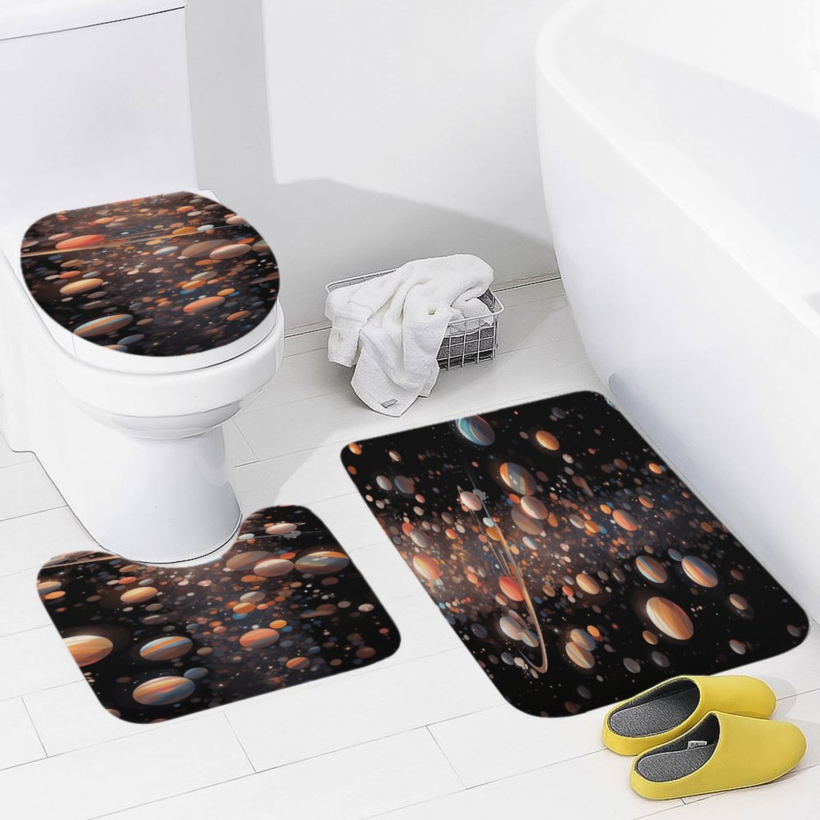 Planet Mars Mercury Jupiter Bathroom Rug Set of 3, No Silp Washable ...
