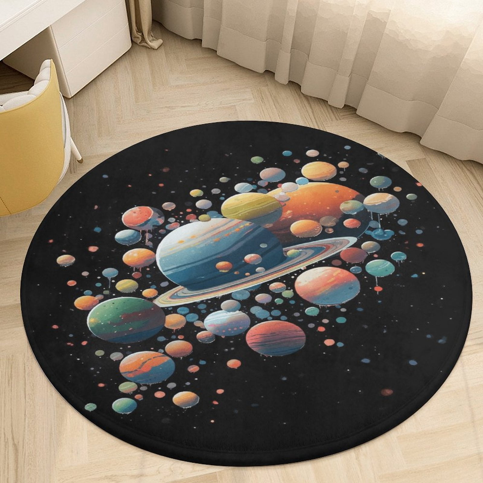 Planet Mars Mercury Jupiter Round Rugs -Washable Non-Slip Small Round ...