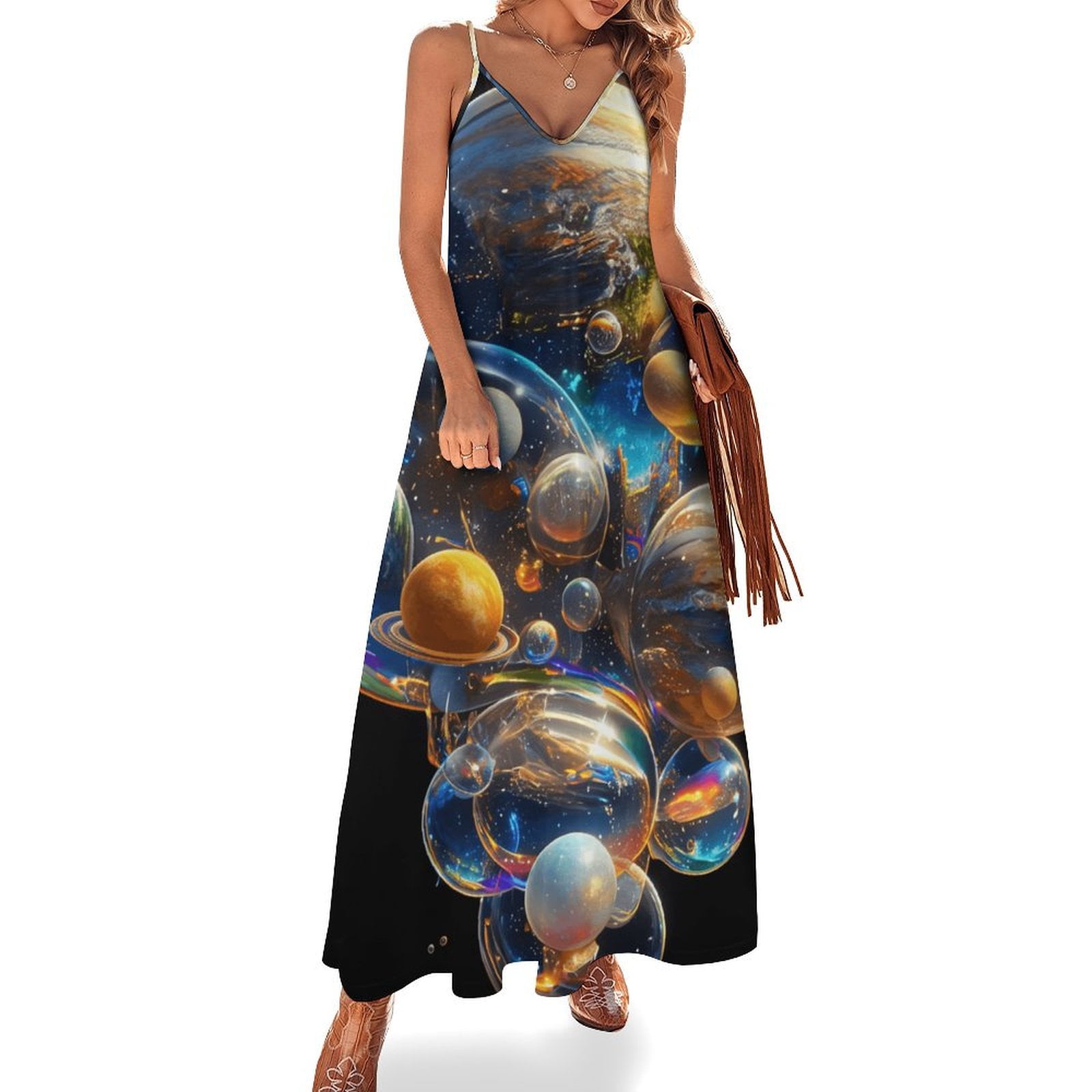 Planet Mars Mercury Jupiter Sleeveless Dress Woman Fashion Long Dresses ...