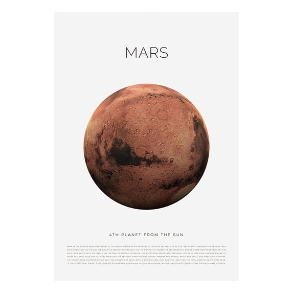Planet Mars Print Wall Art, Modern Wall Decor For Living Room Bedroom ...