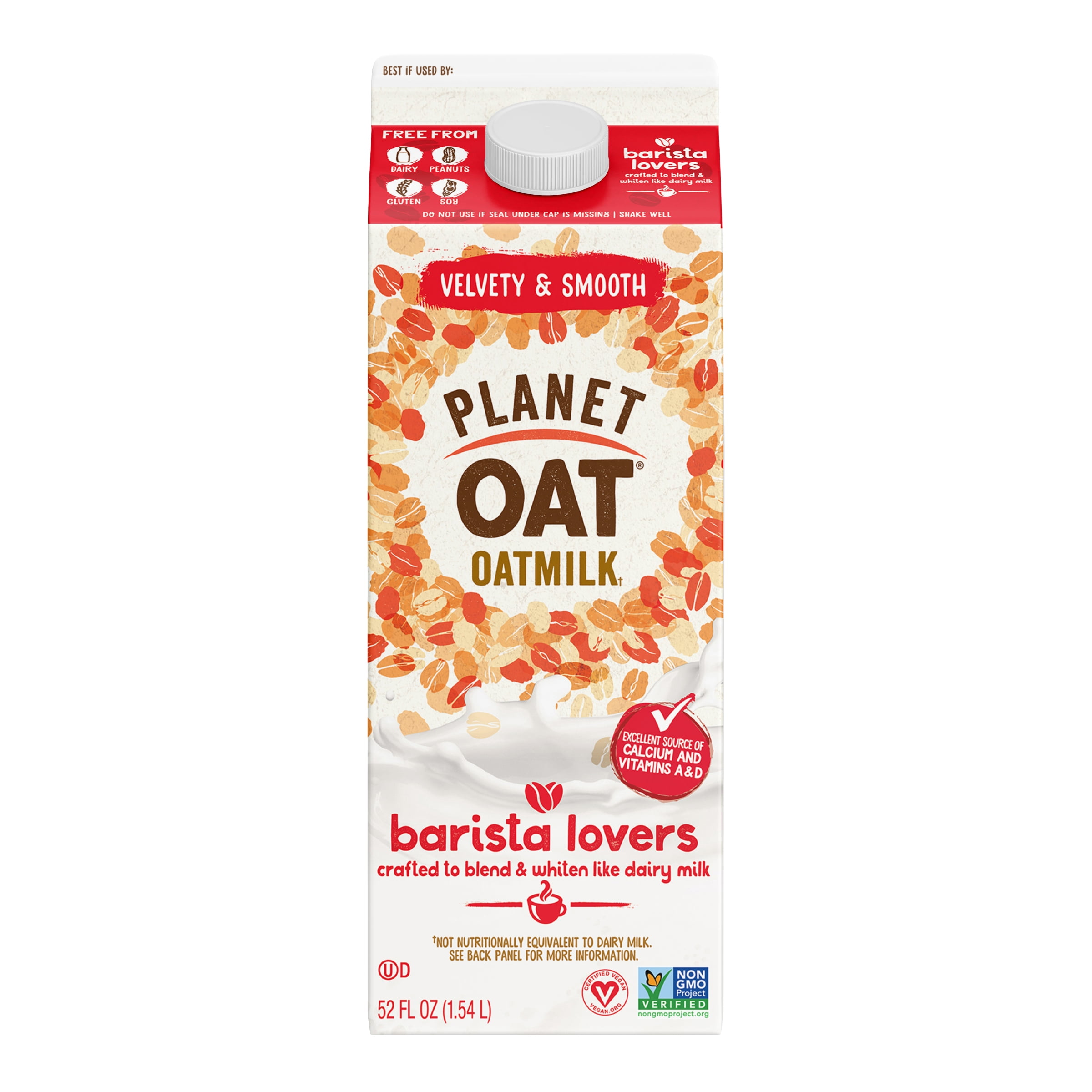 Planet Oat Oat Milk Velvety Smooth Barista Non-GMO 52 fl oz Dairy-Free ...