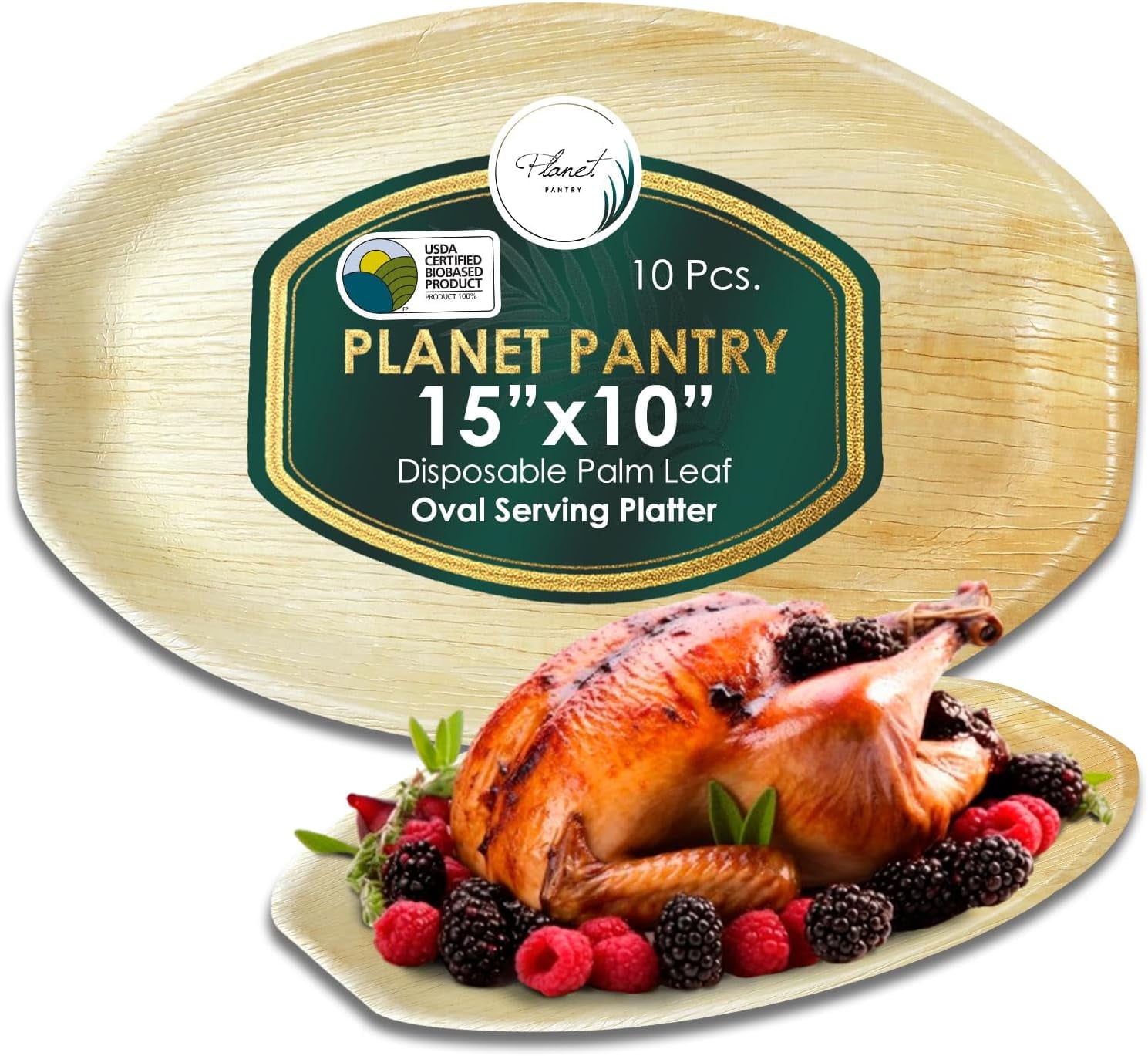 Planet Pantry Disposable Palm Leaf 15" x 10" Serving Tray Compostable ...