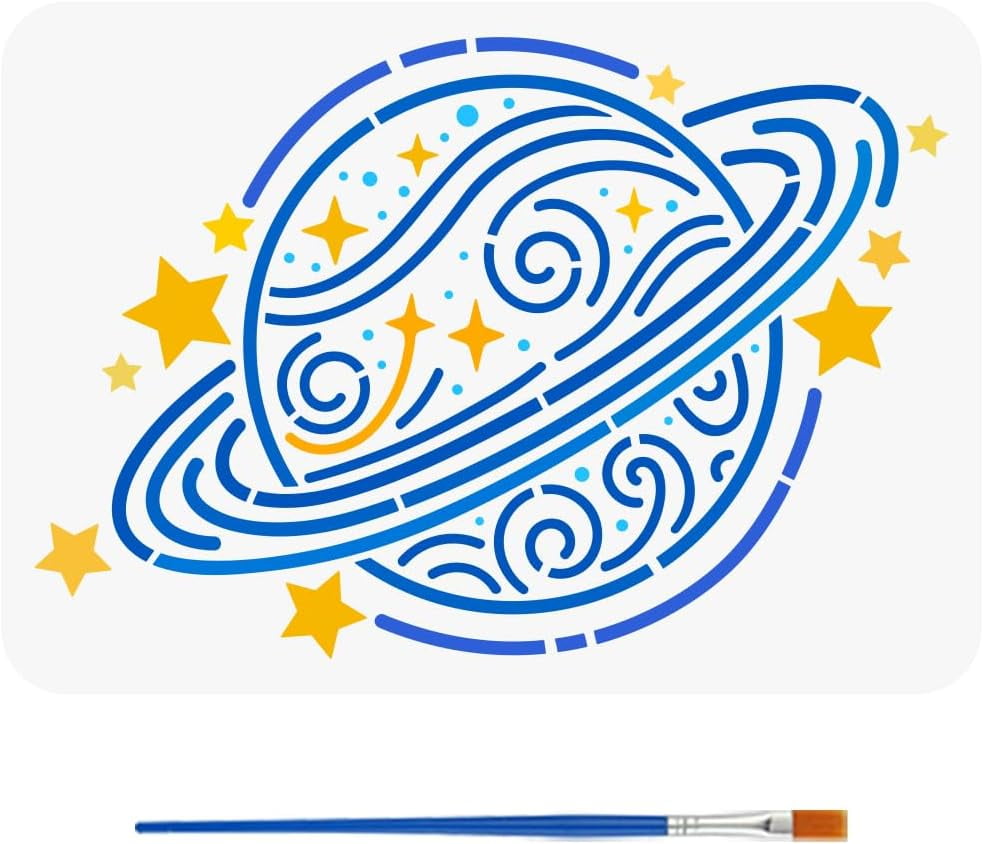 Planet Pattern Stencil with a Paint Brush 11.7x8.3Inch Planet of Dreams ...