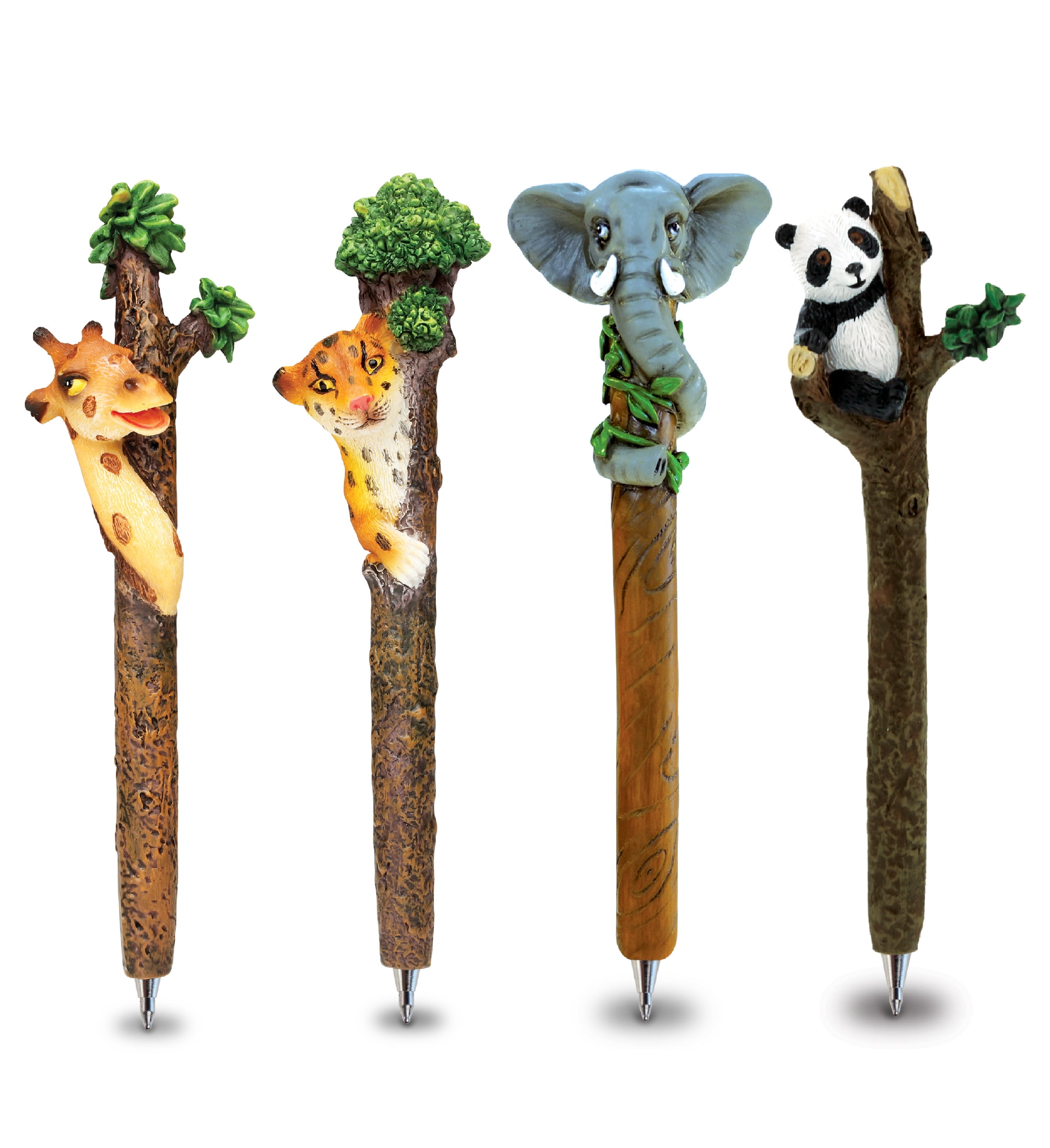 Planet Pens Bundle of Cute Giraffe, Leopard, Elephant, & Panda Novelty ...