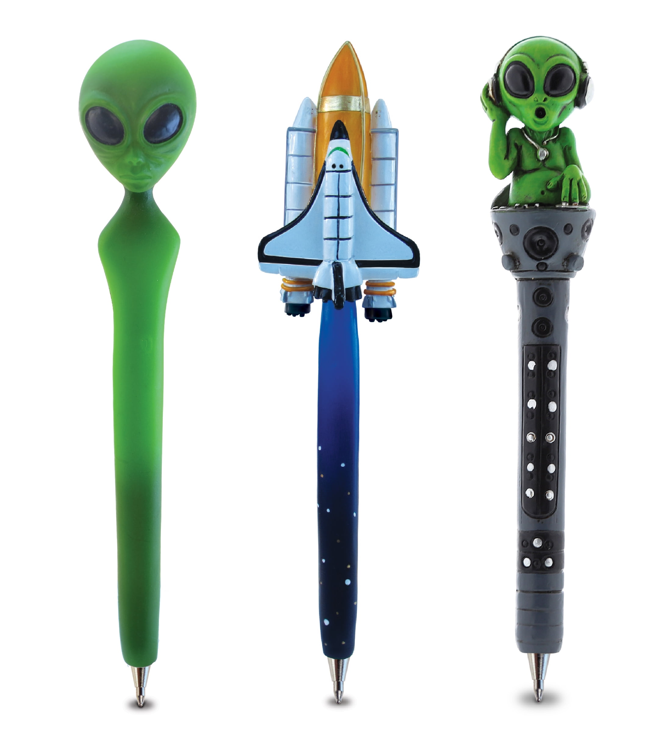 Planet Pens Bundle of Cute Alien, Alien DJ & Space Shuttle Novelty Pens ...