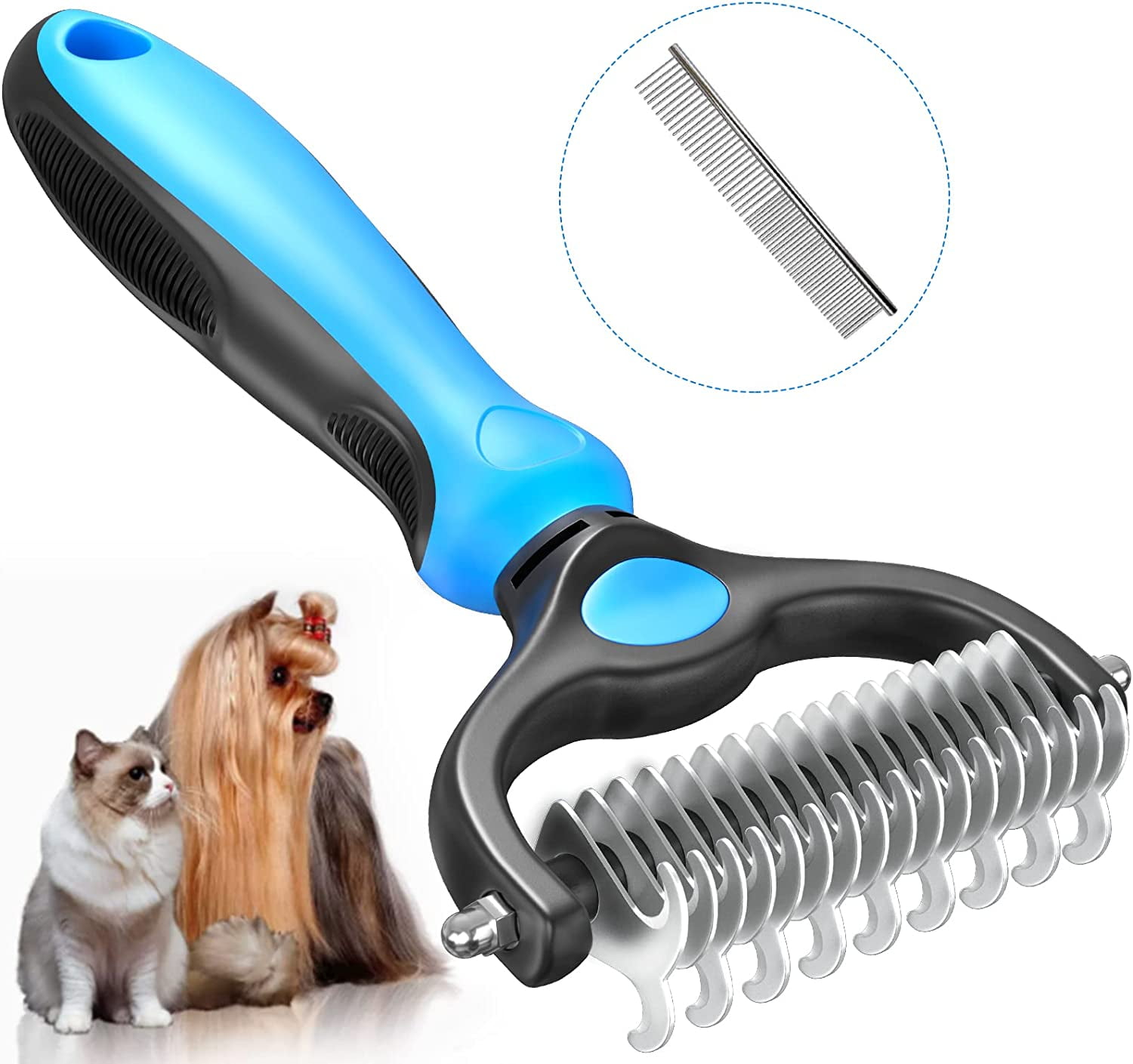 Planet Pet Grooming Brush - 2-Sided Dematting Comb and Undercoat Rake ...