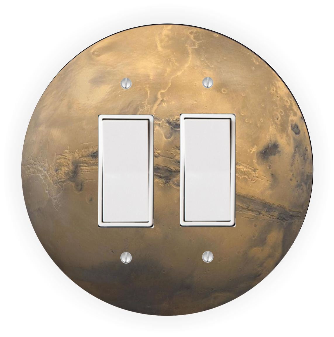 Planet Pluto Design - Round Light Switch Plate Cover - Double Rocker ...