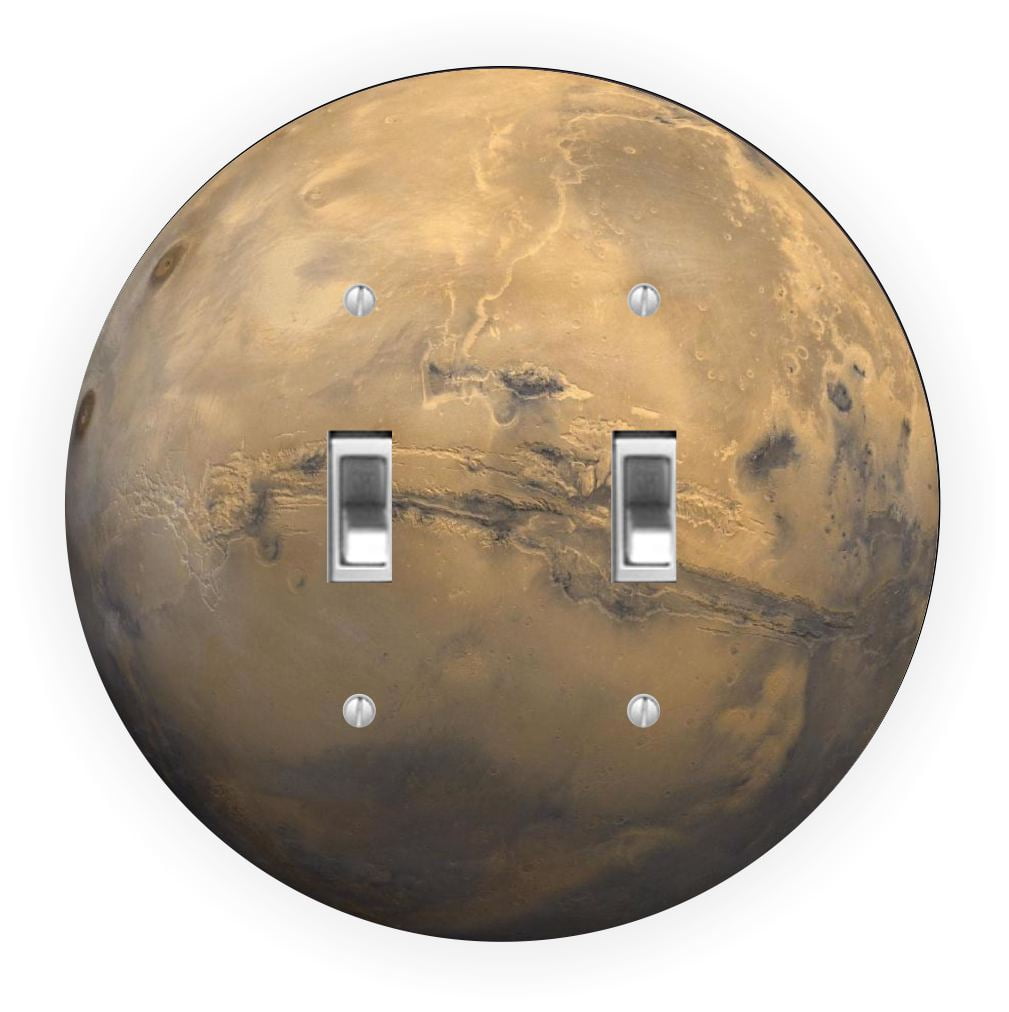 Planet Pluto Design - Round Light Switch Plate Cover - Double Toggle ...