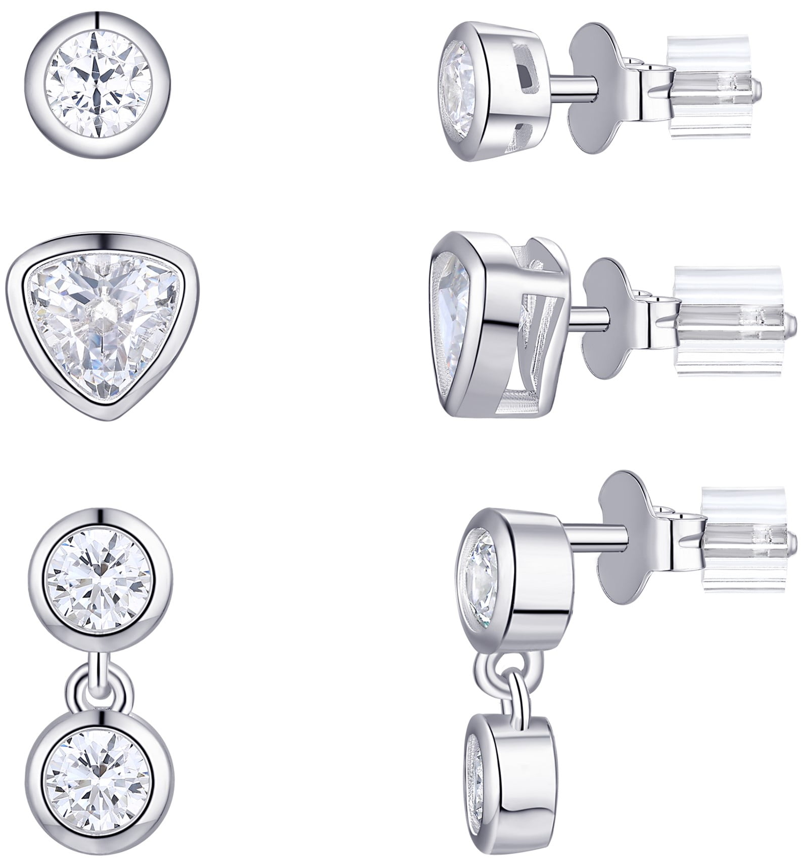 Planet Pure Women's Simulated Diamonds Stud Earring Set in Recycled ...