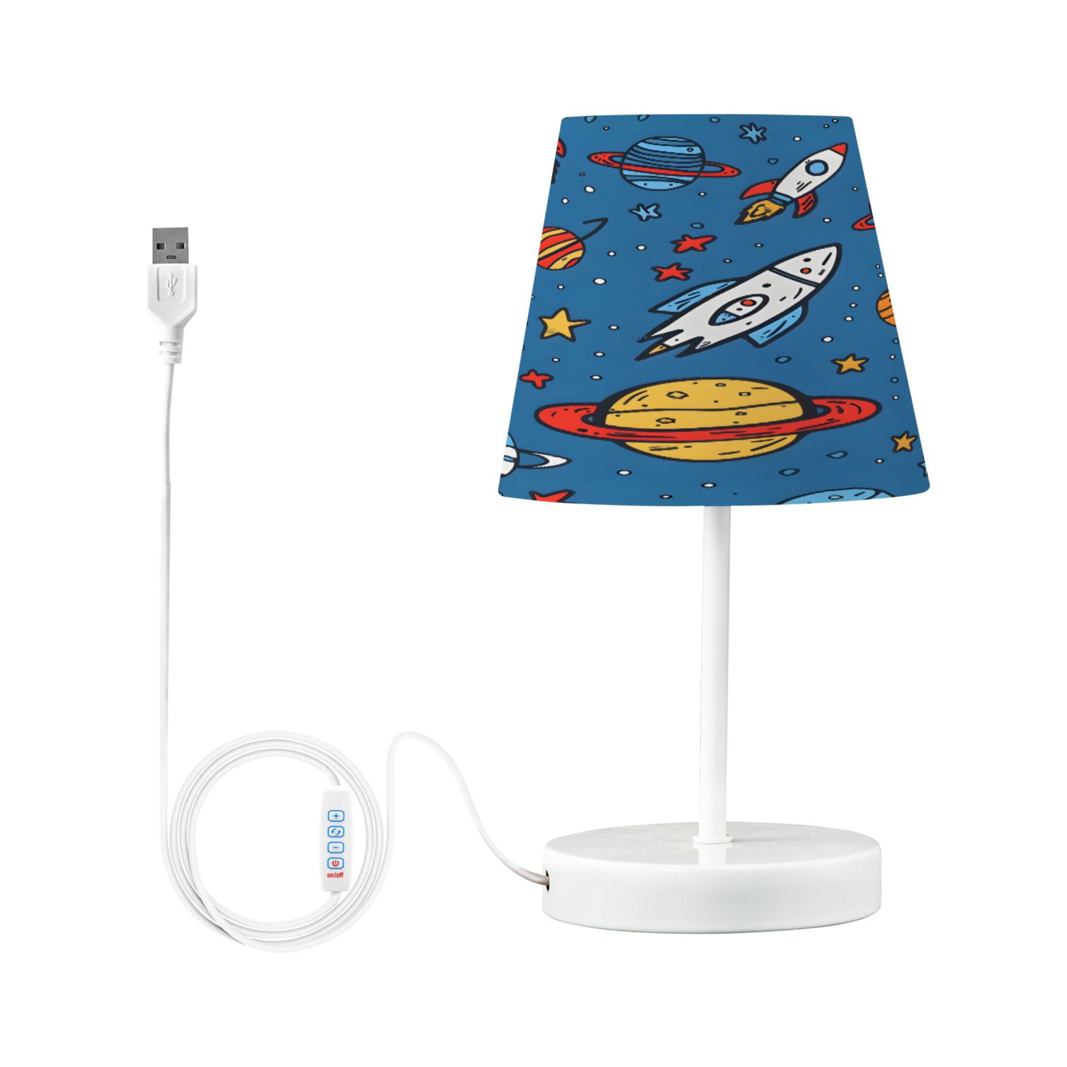 Planet Rocket Moon Star Desk Lamp LED Table Nightstand Lamps with 3 ...