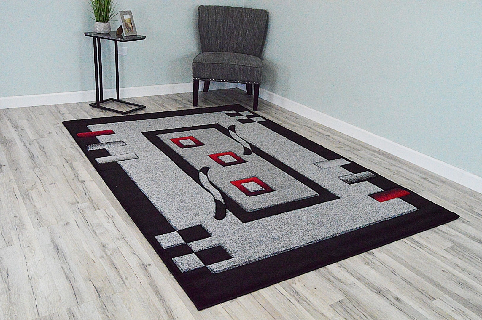 Planet Rugs Premium 3D Thick Abstract Indoor Area Rug 1347 Grey Red 7'9 ...