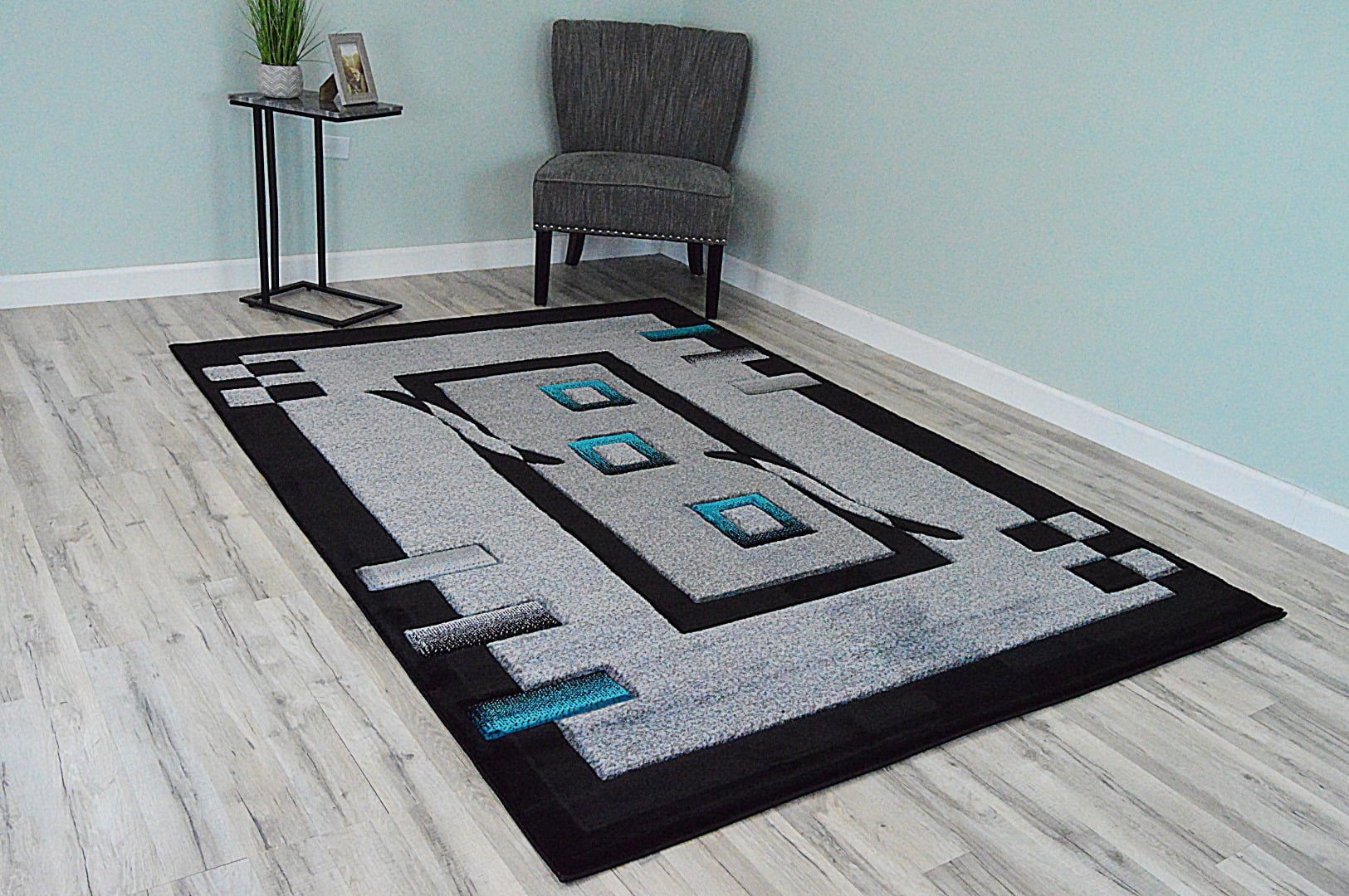 Planet Rugs Premium 3D Thick Abstract Indoor Area Rug 1347 Turquoise ...