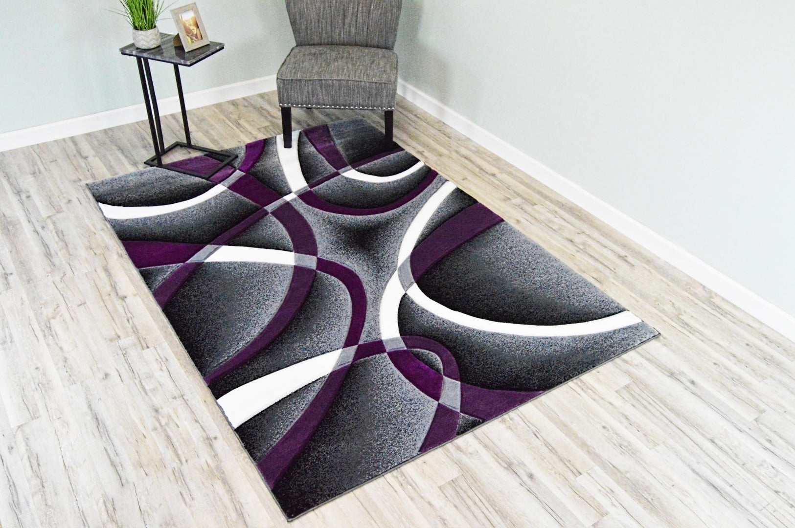 Planet Rugs Premium 3D Thick Abstract Indoor Area Rug 2305 Purple 4'x5 ...