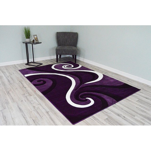 Planet Rugs Premium 3D Thick Abstract Indoor Area Rug 327 Purple 2'7 ...