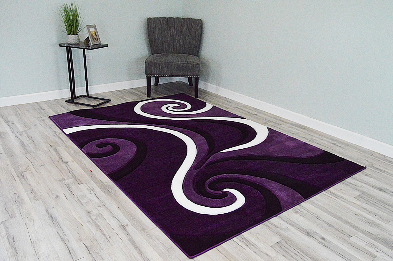 Planet Rugs Premium 3D Thick Abstract Indoor Area Rug 327 Purple 5'3 ...