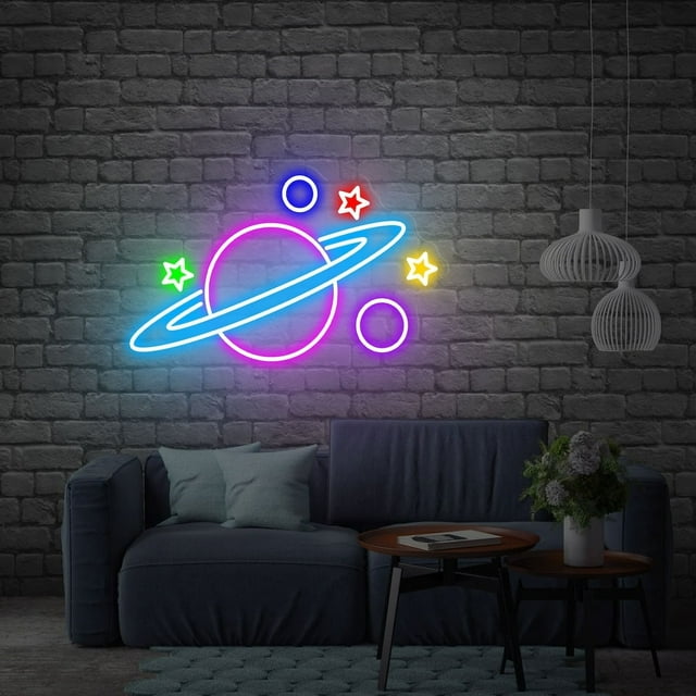 Planet Saturn neon sign,Planet Galaxy Neon Signs,UFO LED Neon Lights ...