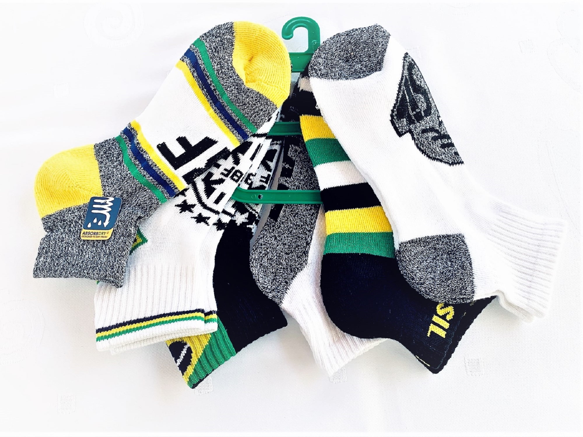 Planet Socks AbsorbDry 6 Pairs/Pack Low Cut Socks "BRASIL", Size 9-11 ...