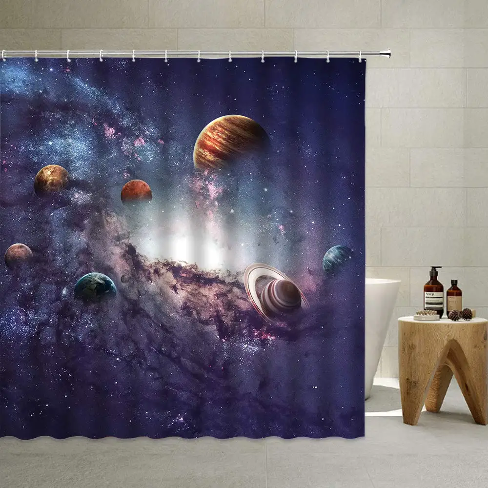 Planet Solar System Shower Curtain with Pack Universe Galaxy Space ...