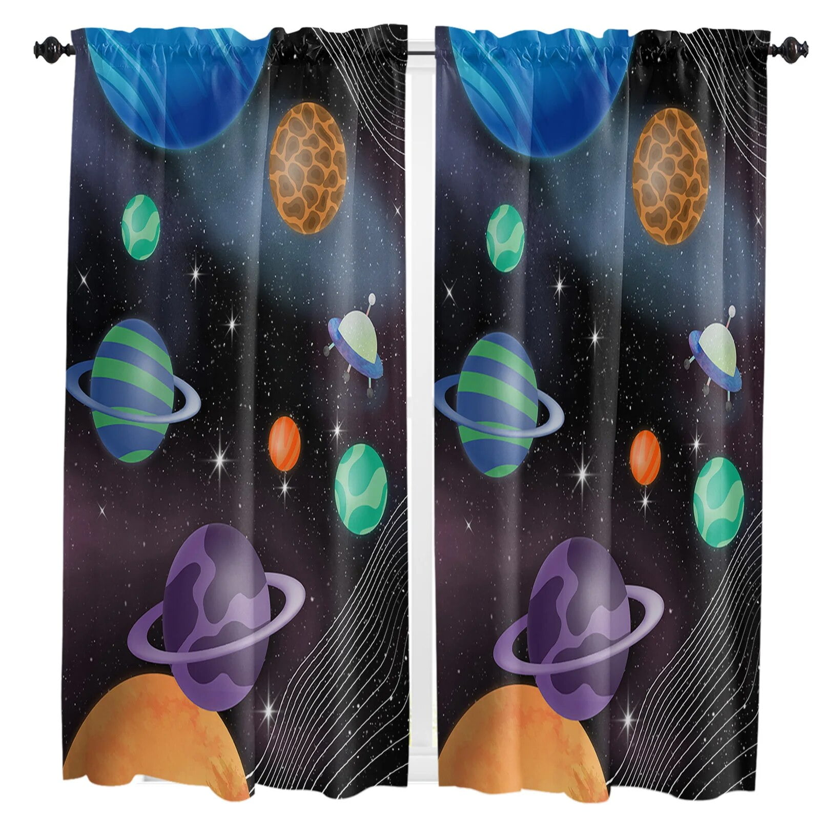 Planet Solar System Space Alien Window Curtains for Living Room the ...