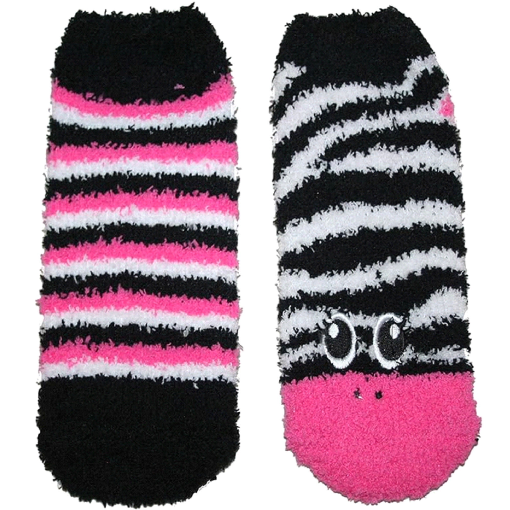 Planet Sox Cozy Comfy Women's Plush Slipper Socks-Zebra-Black/White/Pink-2 Pack (9/11) - Walmart.com