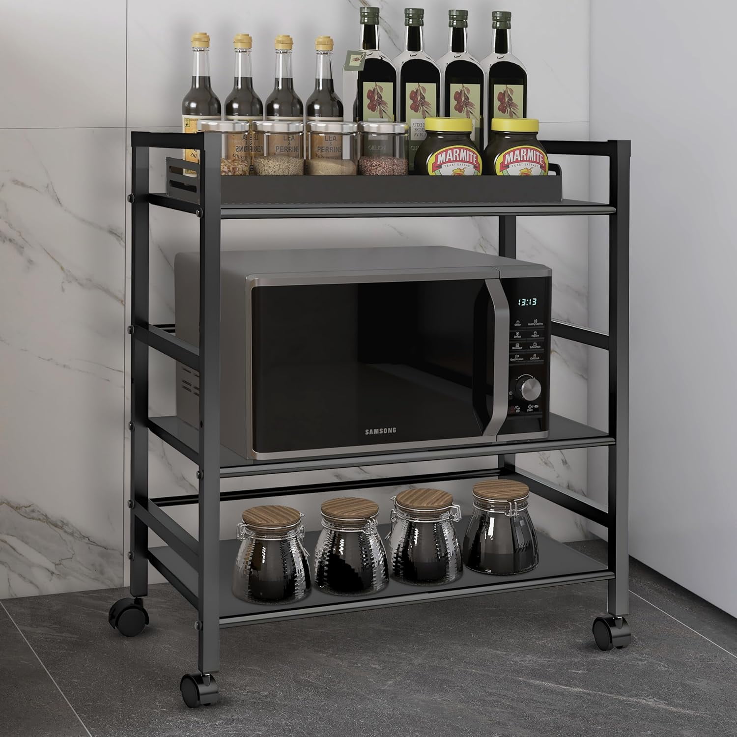 Planet Space Saver and Adjustable Stand for Convection Microwave Oven ...