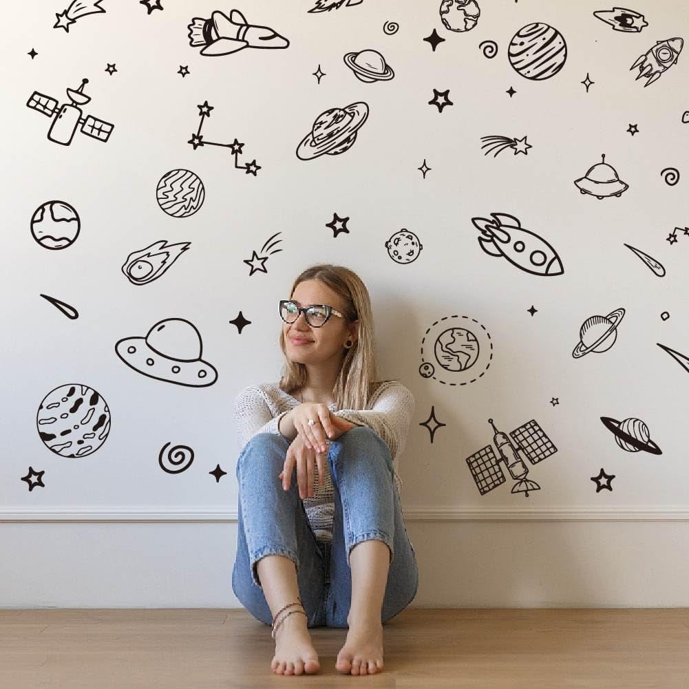 Planet Wall Decal Outer Space Decals Wall Sticker Vinyl Transfer Star ...