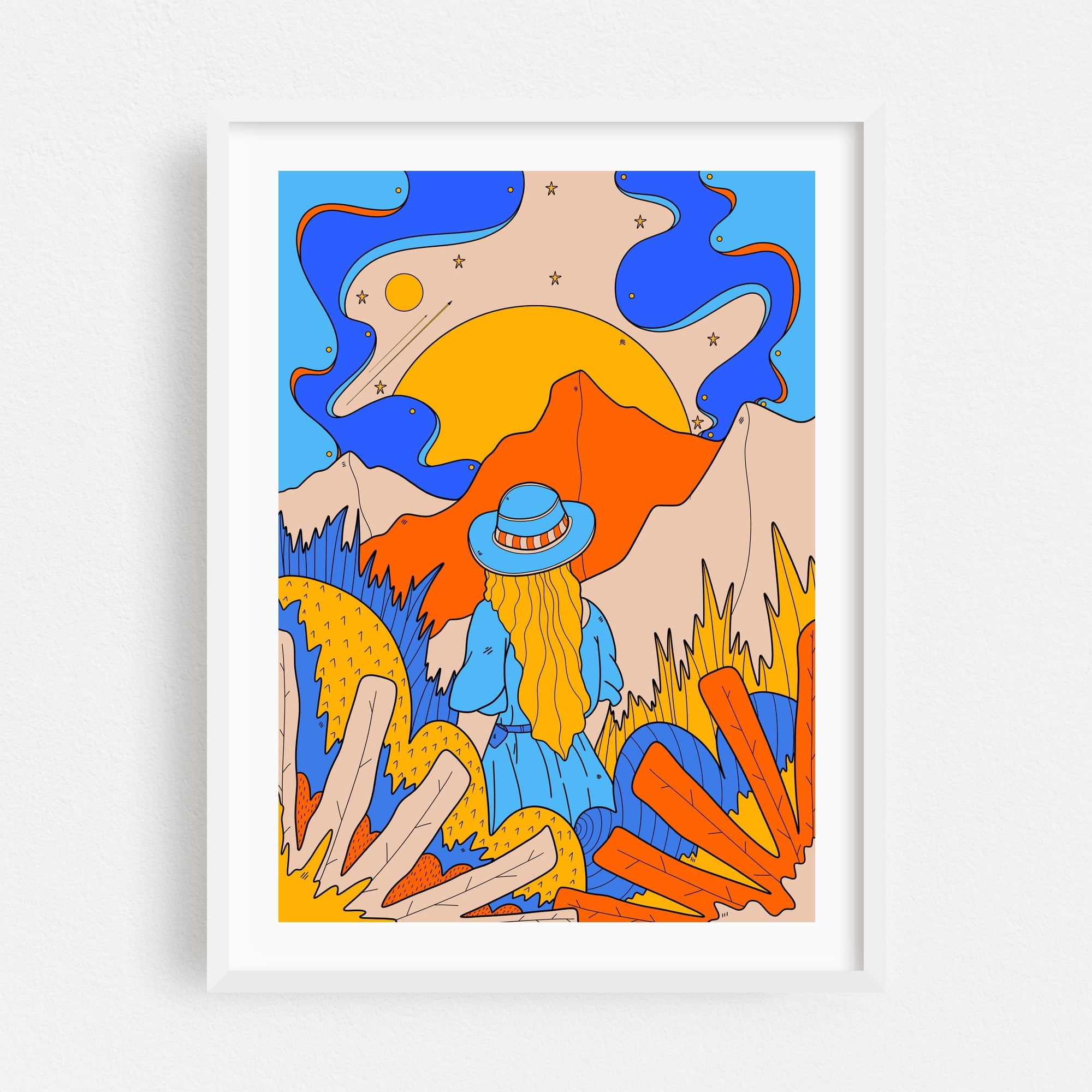 Planet wanderer - Illustration Psychedelic Surrealism Landscape Summer ...